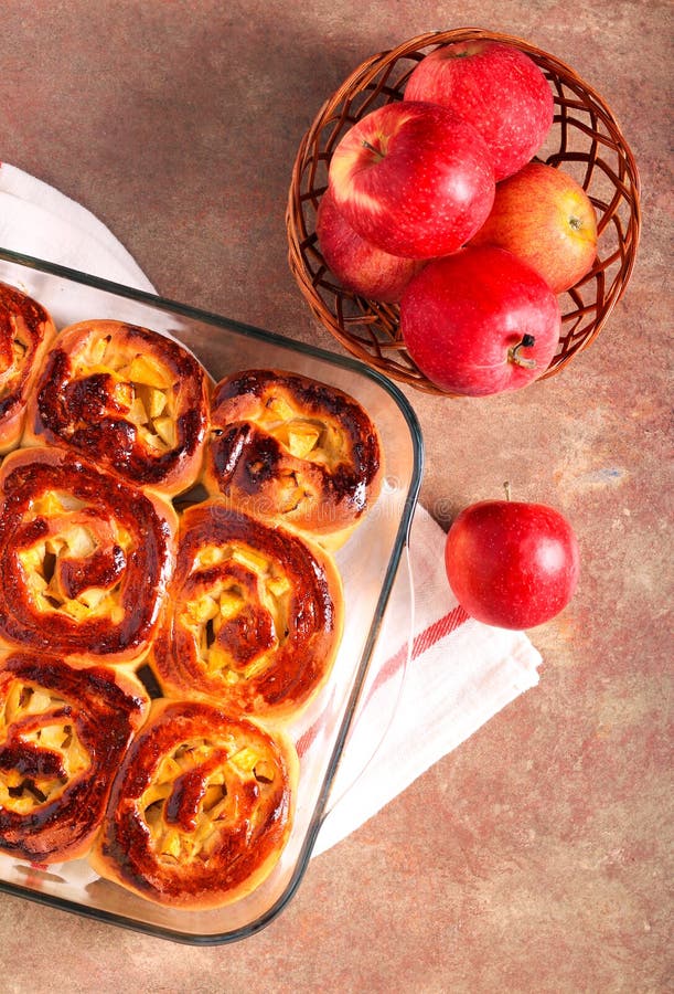Apple filling rolls stock photo. Image of cinnamon, flat - 230643078