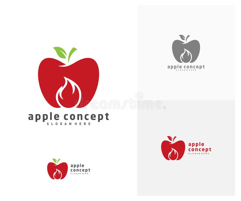 Apple Fire Logo Design Vector Template, Fruits Apple Icon Symbol Stock ...