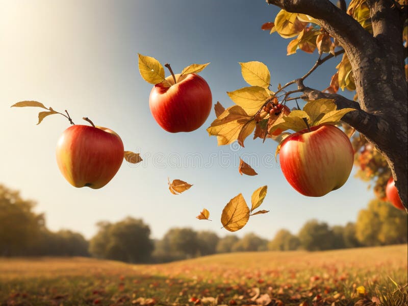 Apple Floating in the Air, Generative Ai Stock Illustration ...