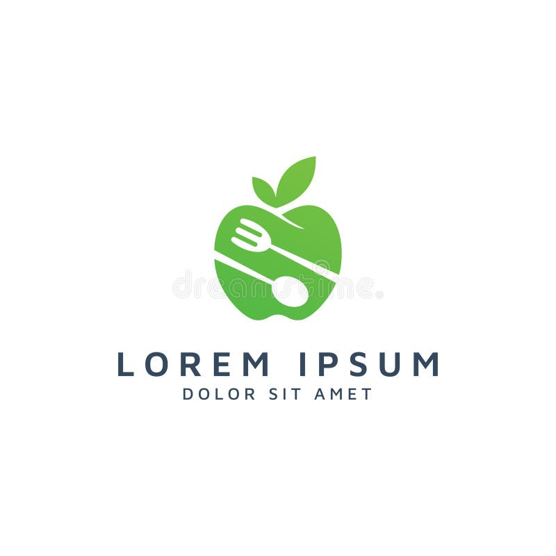 Apple and Food Negative Space Logo Design Stock Vector - Illustration ...