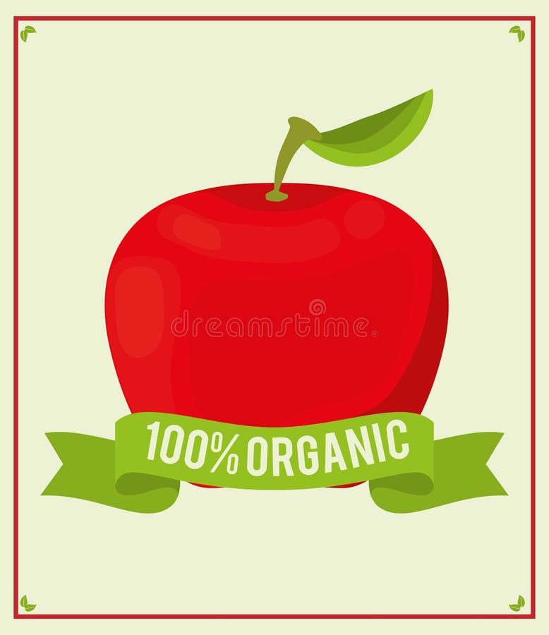 Apple Food 100 Organic Nutrition Stock Illustration - Illustration of ...