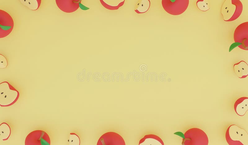 Apple Frame Wallpaper Illustration, 3D Render Food and Beverage Concept ...