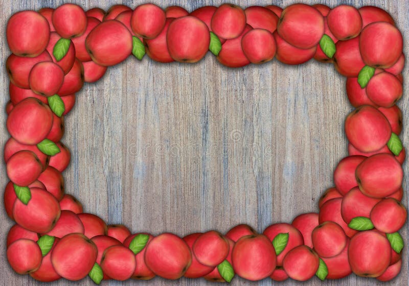 Apple Frame on Wooden Wall for Thanksgiving Stock Illustration ...