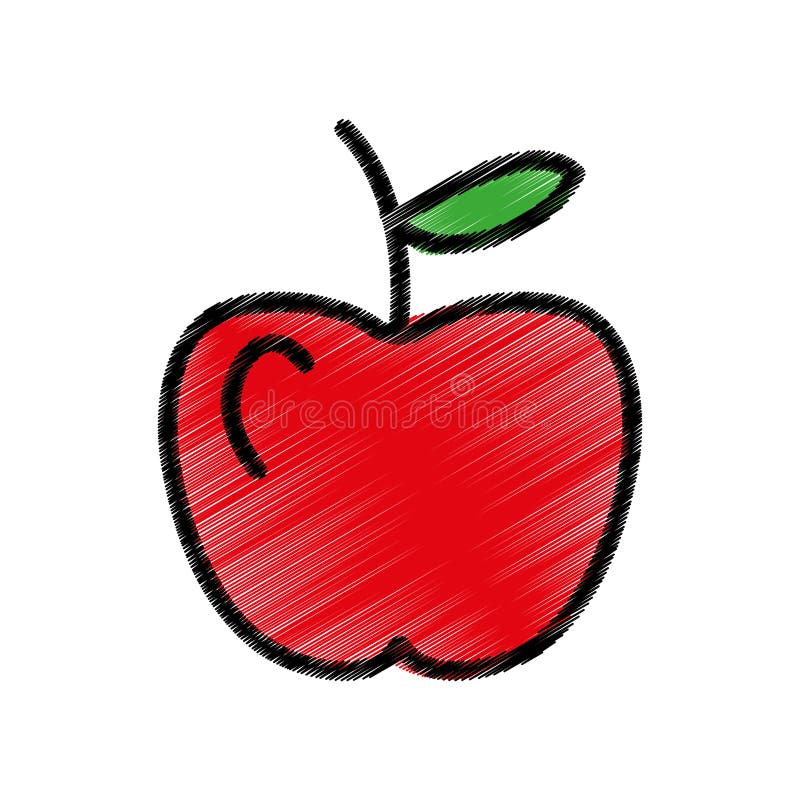 Apple Fresh Fruit Drawing Icon Stock Illustration - Illustration of ...