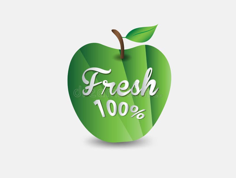 Green Apple Fresh 100 Icon Vector Illustration Stock Vector ...