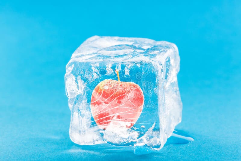 Apple Frozen Inside Ice Cube Stock Photo - Image of apple, detail ...