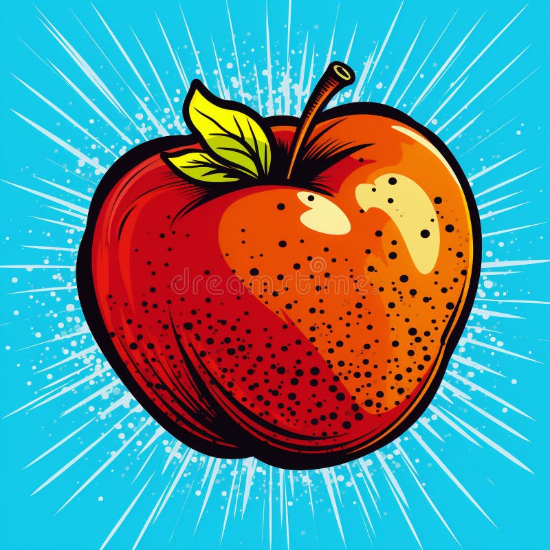 Apple Fruit in Bright Colorful Pop-art Style. Stock Illustration ...