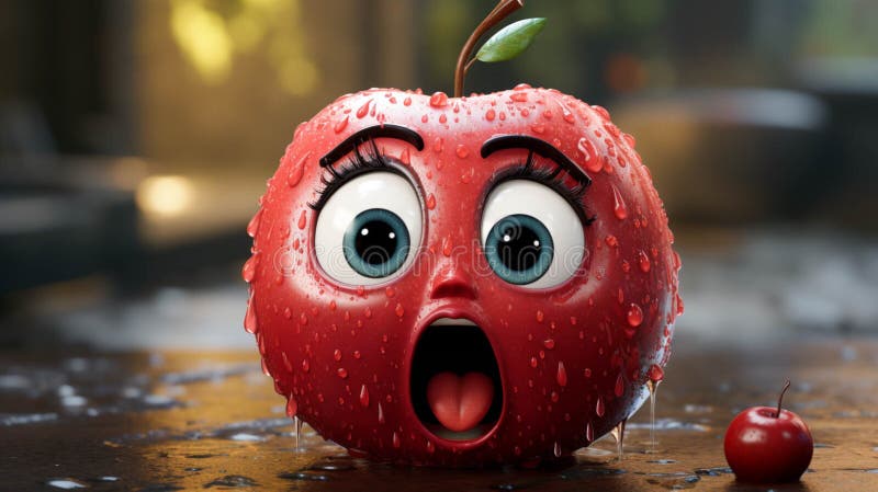 Apple Fruit Character in Crying Emotion Action Stock Illustration ...