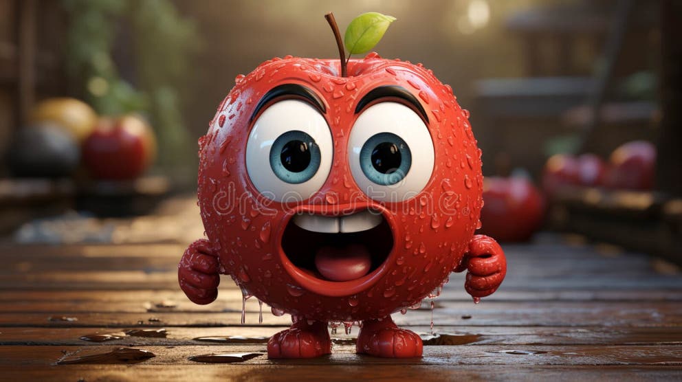 Apple Fruit Character in Crying Emotion Action Stock Photo - Image of ...