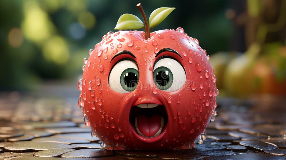 Apple Fruit Character in Crying Emotion Action Stock Image - Image of ...