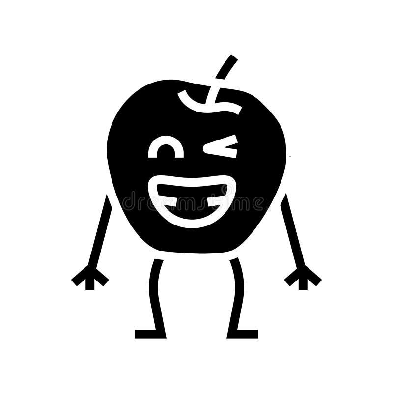 Apple Fruit Character Glyph Icon Vector Illustration Stock Illustration ...