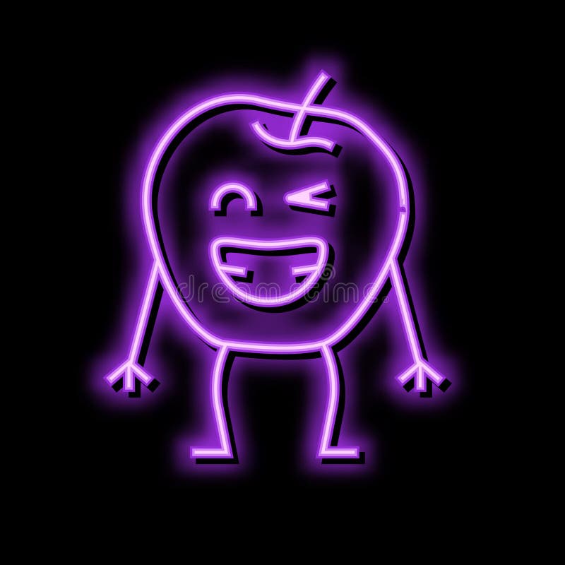 Apple Fruit Character Neon Glow Icon Illustration Stock Vector ...