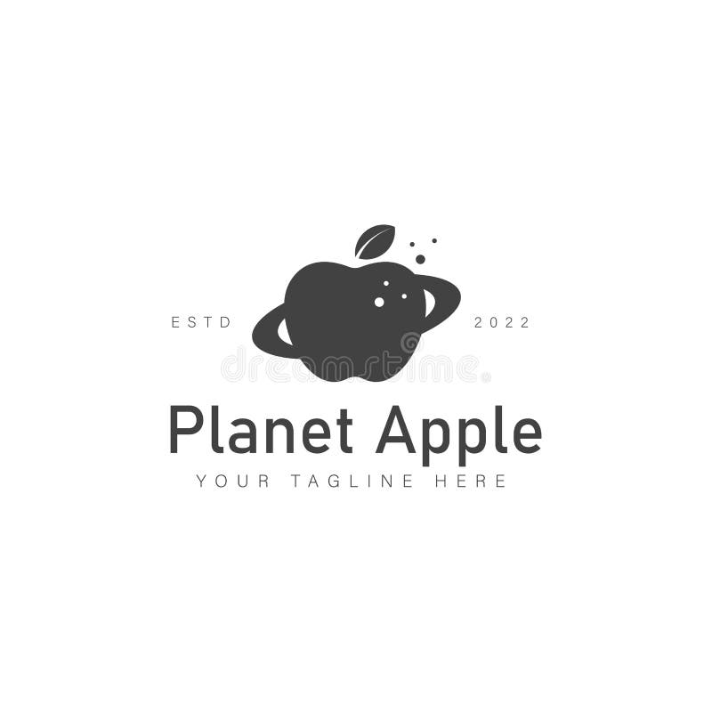 Apple Fruit with Circle Ring Planet Logo Design Icon Illustration Stock ...