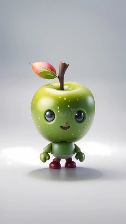 Apple Fruit 3D Cartoon Character Illustration AI Generated Stock Photo ...