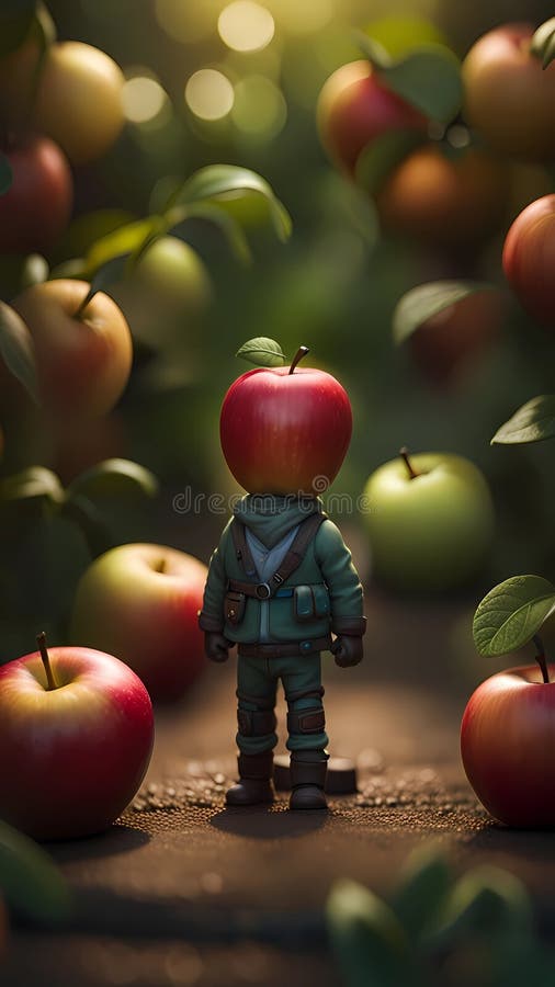 Apple Fruit 3D Cartoon Character Illustration AI Generated Stock Photo ...