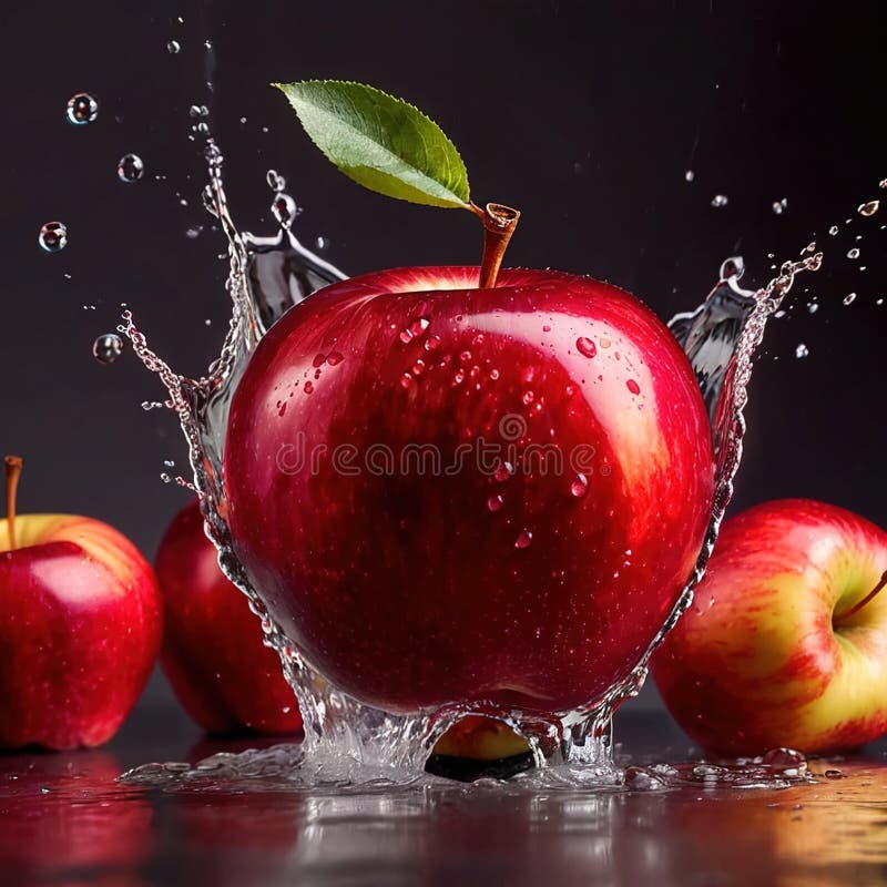 Apple Fruit, Dynamic Food with Water Splash Explosion Stock ...