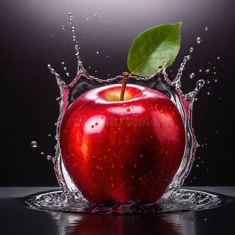 Apple Fruit, Dynamic Food with Water Splash Explosion Stock ...