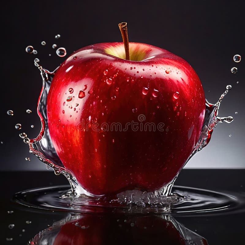 Apple Fruit, Dynamic Food with Water Splash Explosion Stock ...