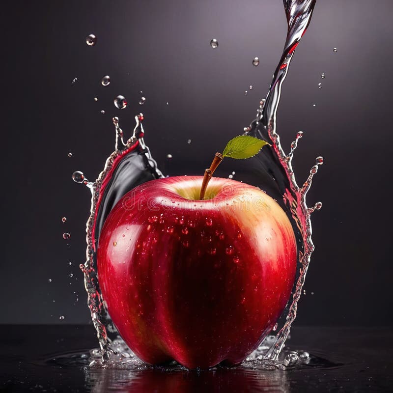 Apple Fruit, Dynamic Food with Water Splash Explosion Stock ...