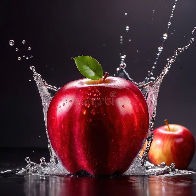 Apple Fruit, Dynamic Food with Water Splash Explosion Stock ...