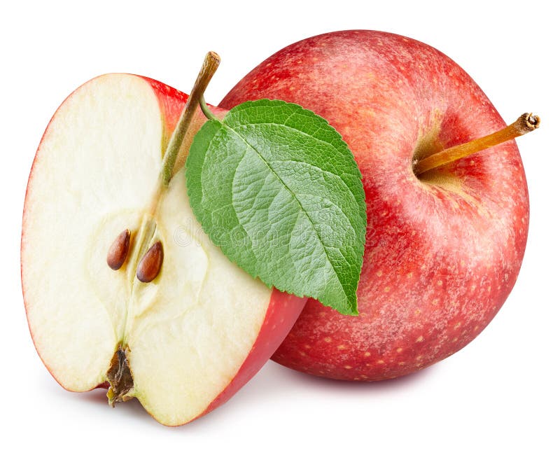 Apple Fruit with Leaf Isolate Stock Photo - Image of fresh, bright ...