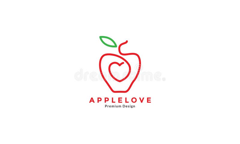 Apple Fruit Line Art Red with Love Logo Design Vector Icon Symbol ...