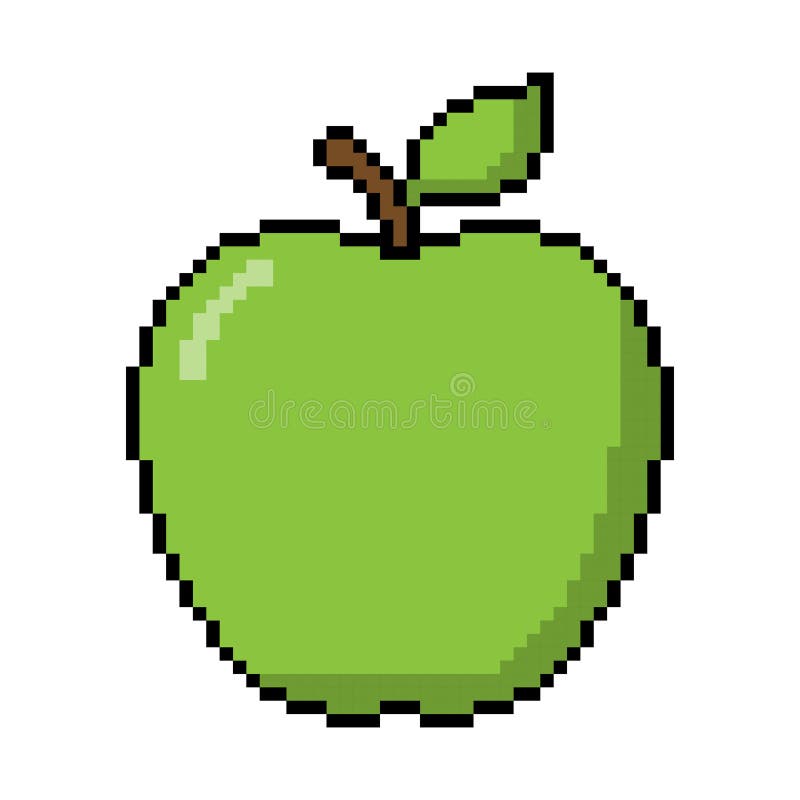 Apple Fruit Pixel Icon Simple Design. Stock Illustration - Illustration ...