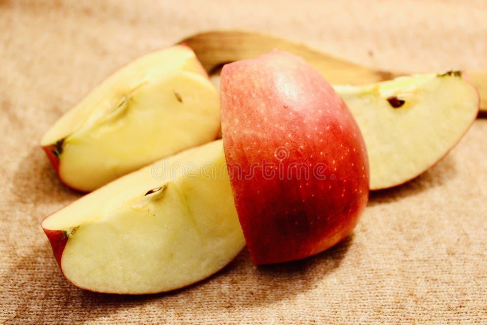 Apple Fruit on Table Apple Slices Stock Photo - Image of juice, floral ...