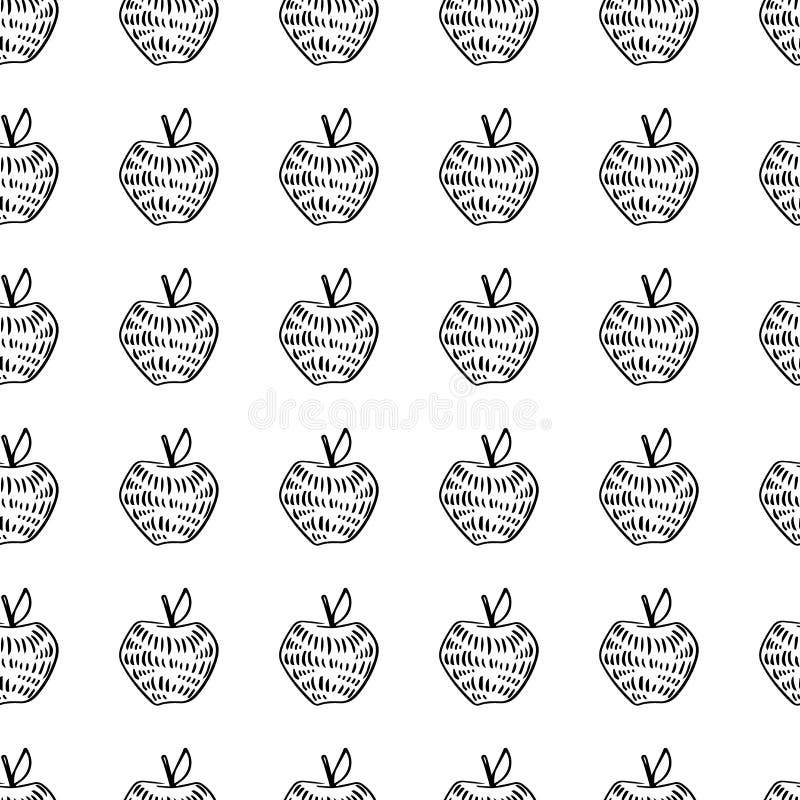 Apple Fun Doodle Seamless Pattern Easy-01 Stock Vector - Illustration ...