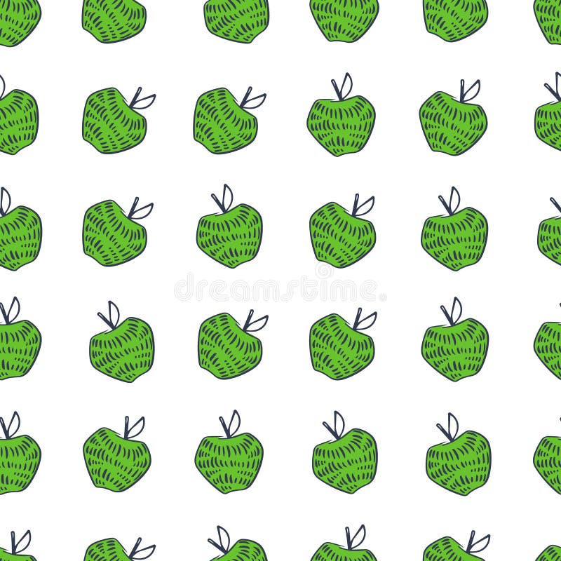 Apple Fun Doodle Seamless Pattern Easy-08 Stock Vector - Illustration ...