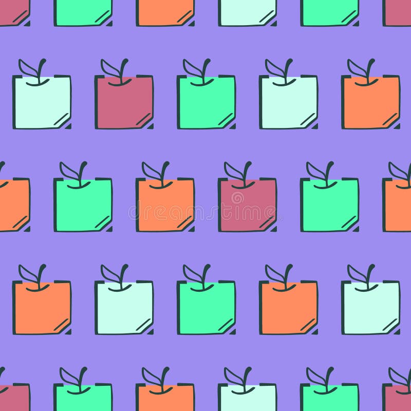 Apple Fun Doodle Seamless Pattern Easy-06 Stock Vector - Illustration ...