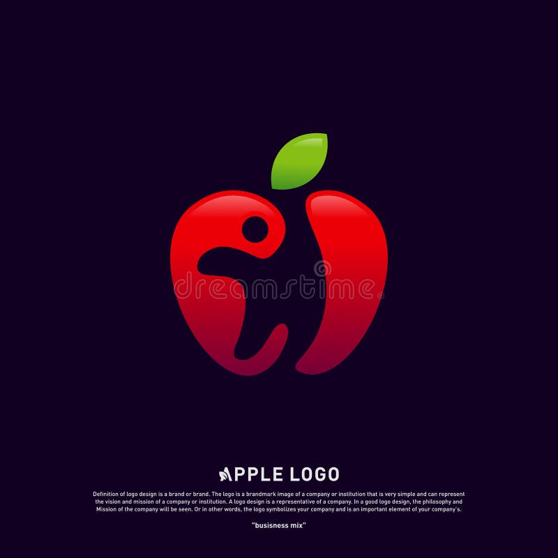 Apple with Fun People Healthy Life Logo Concept. Apple Creative Logo ...