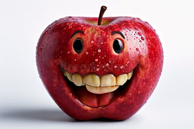 A Apple with a Funny Face on it S Head. Stock Illustration ...