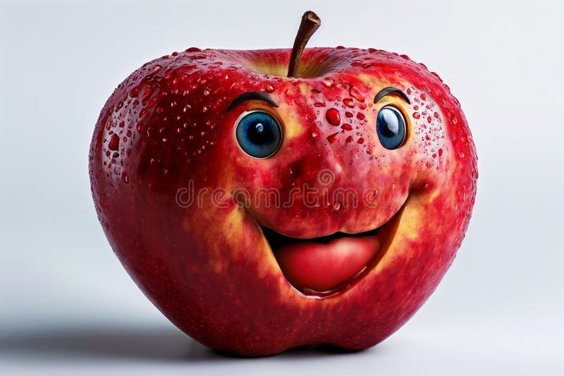 A Apple with a Funny Face on it S Head. Stock Illustration ...