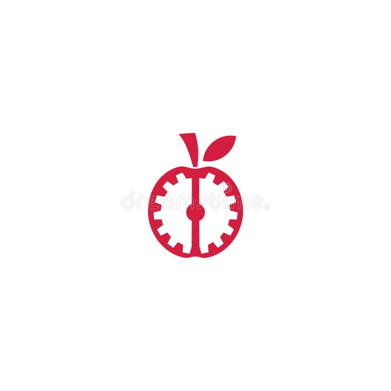 Apple and Gear Wheel Logo Template. Gear Mechanism in Apple Fruit ...