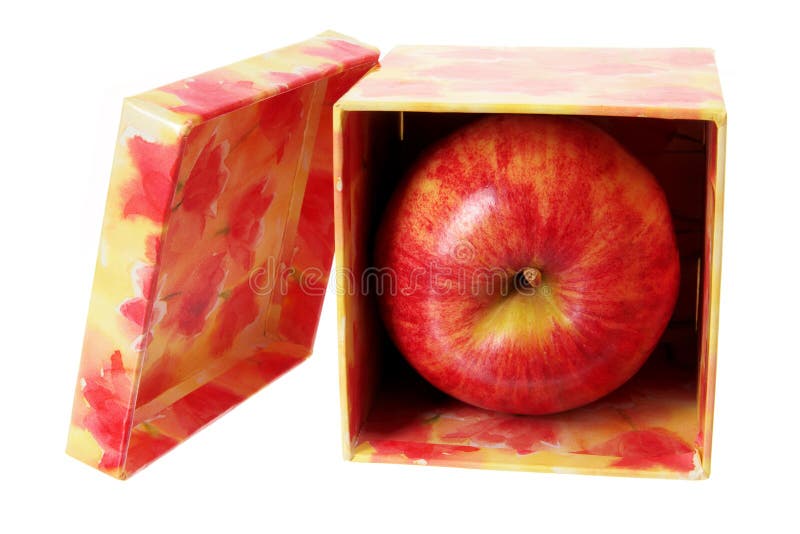 Apple in Gift Box stock photo. Image of giftbox, life - 21496448