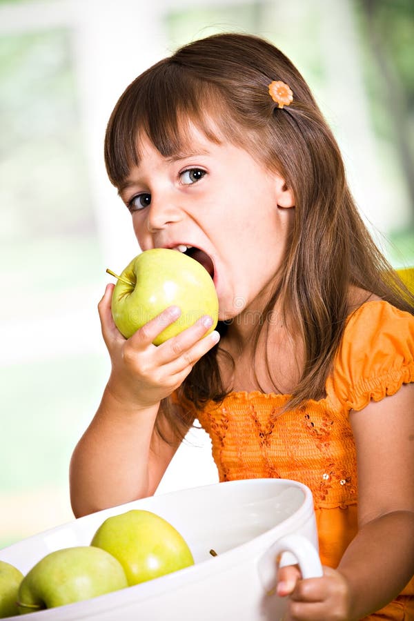 Apple girl stock image. Image of female, green, freshness - 22341515