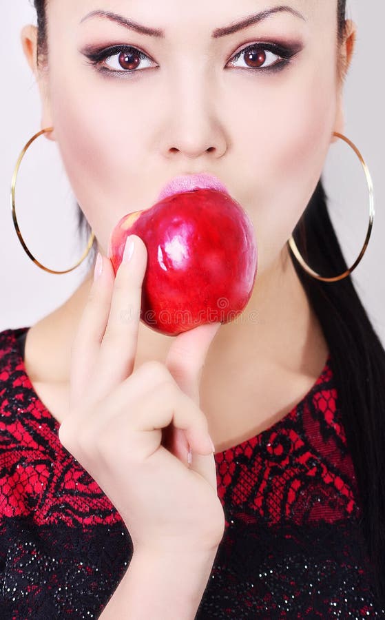 Apple asian model stock image. Image of beautiful, healthy - 38242003