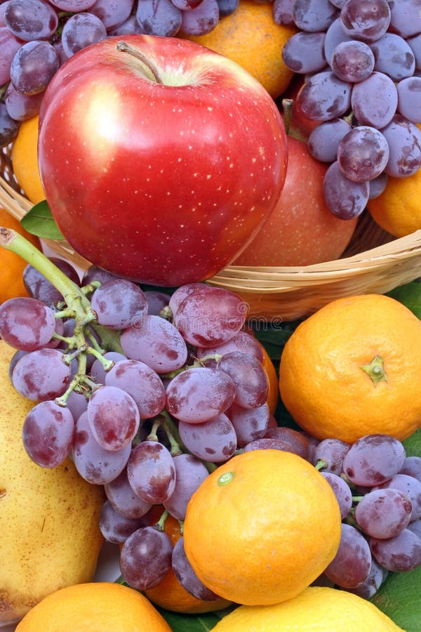 Apple, grape and tangerine stock image. Image of vitamins - 3526303