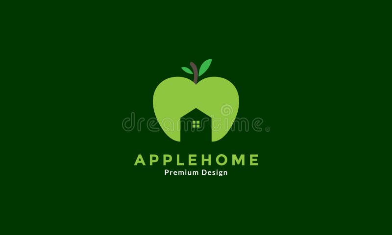 Apple Green with Home Shape Logo Design Vector Icon Symbol Illustration ...