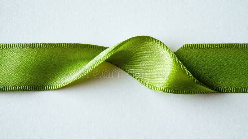 Apple Green Ribbon Making a Gentle Loop on a Clean White Background ...