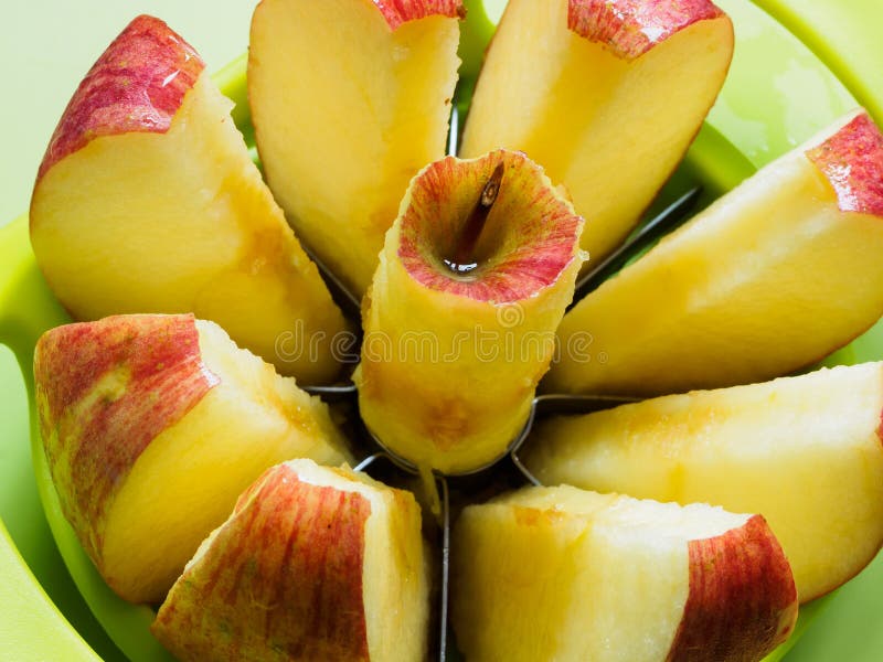 Sliced Apple and Core Up Close Stock Photo - Image of snack, closeup ...