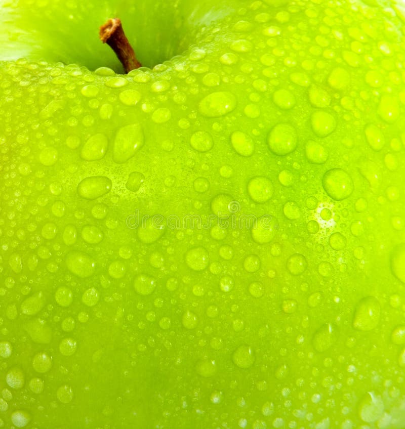 Apple in Green with Water Drops Stock Image - Image of texture, apple ...