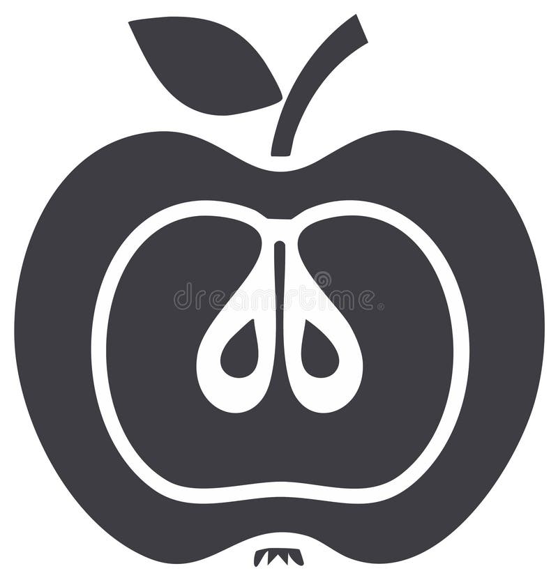 Apple Half Cut Icon Silhouette Graphic Vector Illustration Stock Vector ...