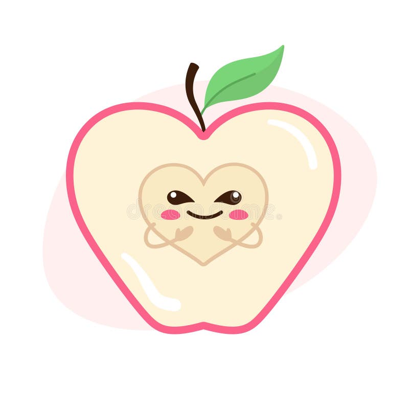 Half of a Heart-shaped Apple with a Heart-shaped Core, Apple Cut with a ...