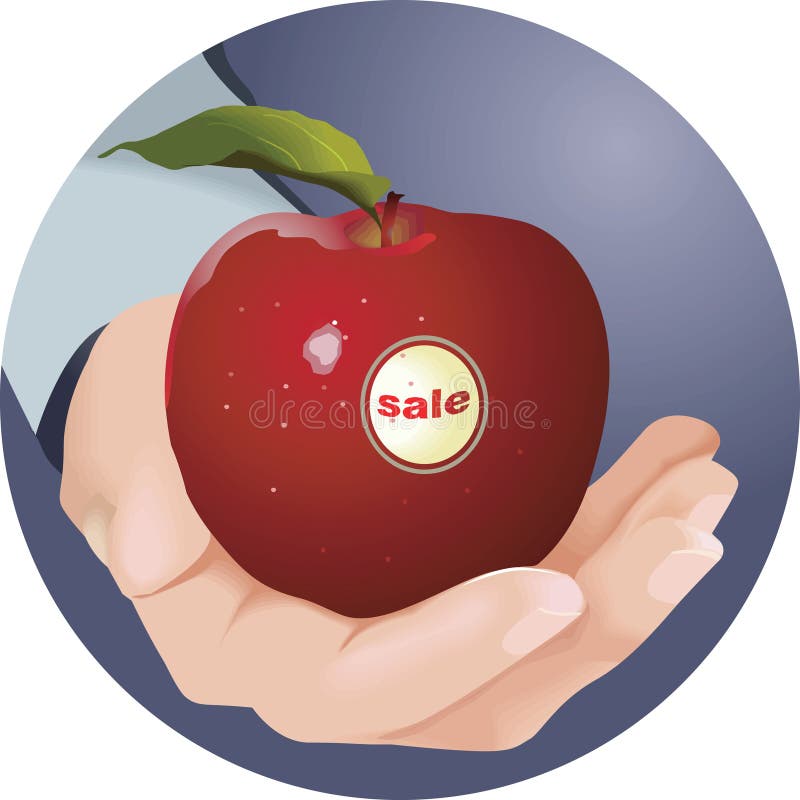 An apple in the hand stock illustration. Illustration of sleeve - 3446154