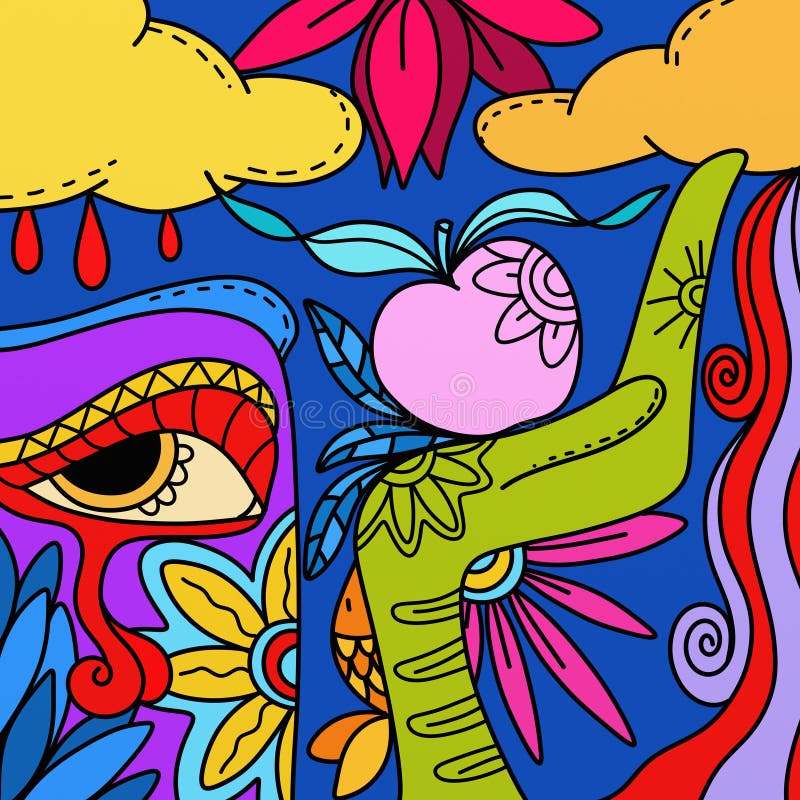 Apple in hand stock illustration. Illustration of abstract - 71713696