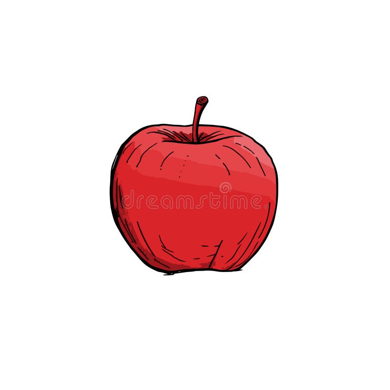Apple. Apple Hand-drawn Comic Illustration. Vector Doodle Style Cartoon ...