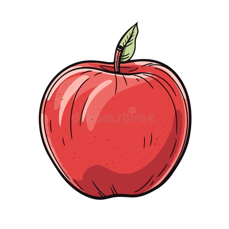 Apple. Apple Hand-drawn Comic Illustration. Vector Doodle Style Cartoon ...