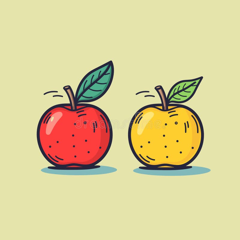 Apple. Apple Hand-drawn Comic Illustration. Vector Doodle Style Cartoon ...